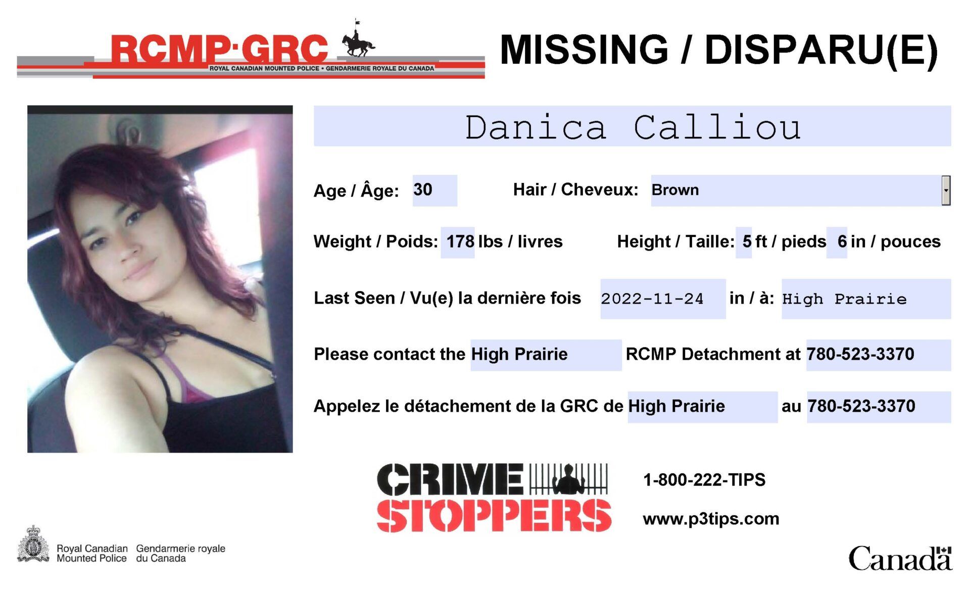 Missing 30 Year Old Last Seen At High Prairie Hospital My Grande