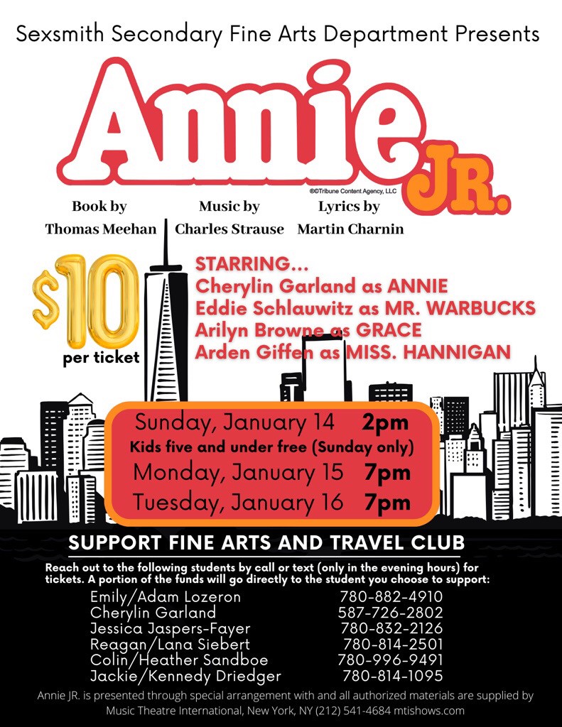 Annie Jr To Mark First Musical Performance For Sexsmith Secondary My Grande Prairie Now